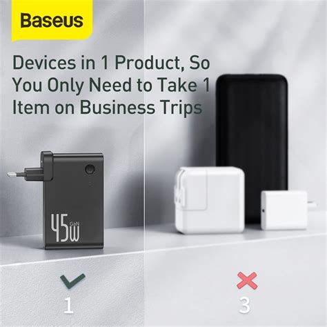 Baseus 45w Power bank et Chargeur 10000mah GaN2