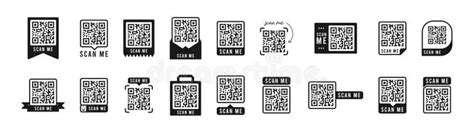 Qr Code Set Template Of Frames For Qr Code With Text Scan Me Stock