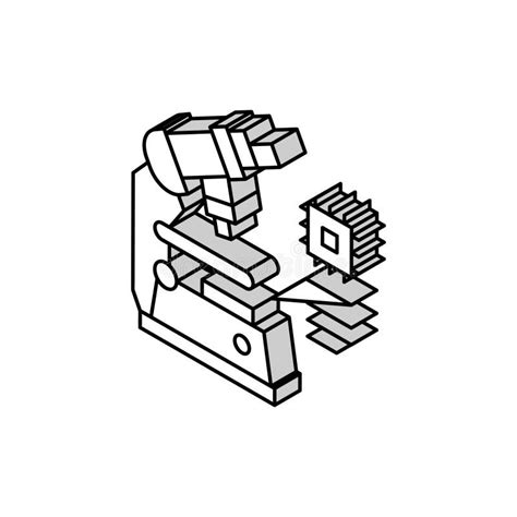 Researching Microscope Semiconductor Manufacturing Isometric Icon Vector Illustration Stock