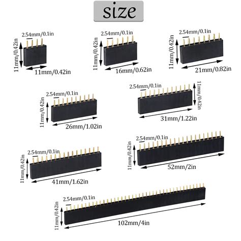 2 54mm Female Pin Header Socket Connector Strip Assortment Kit Straight Single