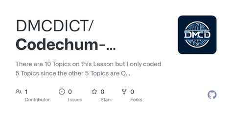 github dmcdict codechum lesson 3 there are 10 topics on this lesson