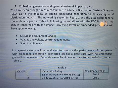 Solved 1 Embedded Generation And General Network Impact