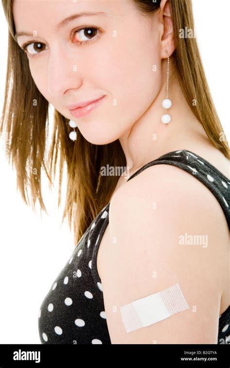 Woman Plaster Adhesive Plaster Sticking Plaster Patient Patchin Up Stock Photo Alamy