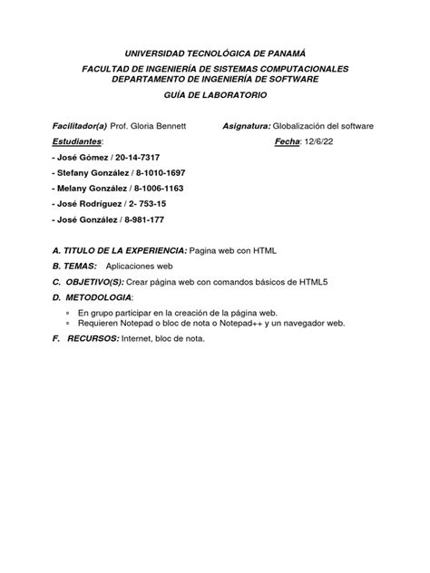 Pagina Web Con Html Pdf Html Lenguaje De Programación