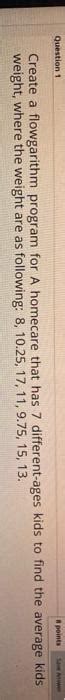 Solved Question 1 Points Create A Flowgarithm Program For A