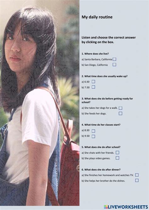 Listening My Daily Routines Online Exercise For Live Worksheets