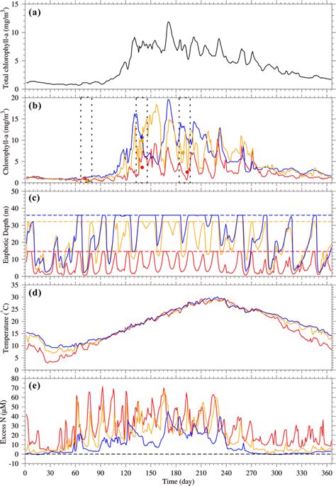 Modeled Daily Mean Time Series Of A Surface Chlorophyll Concentration