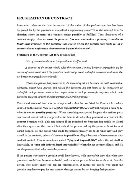 Frustration Of Contract Pdf Social Science