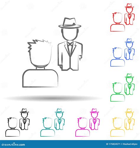 Gang Criminal Gun Mafia Multi Color Set Icon Simple Thin Line