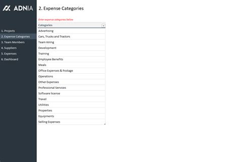 Project Expense Tracking Template Adnia Solutions
