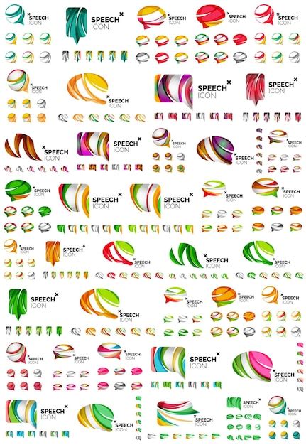 Premium Vector Set Of Speech Bubble Icons Overlapping Shapes Style Design