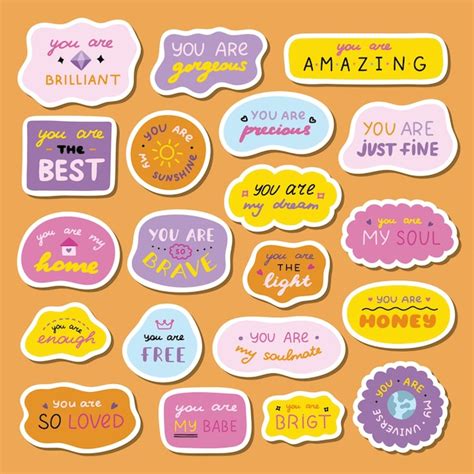 Premium Vector Big Set Of Stickers With Cute Inspirational And