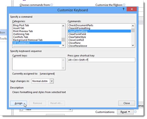 How To Add A Keyboard Shortcut To A Command In Word 2013