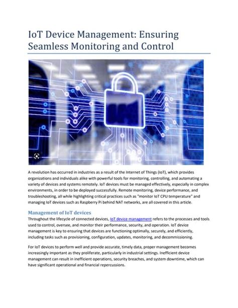 Iot Device Management Ensuring Seamless Monitoring And Control Pdf