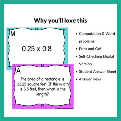 6th And 7th Grade Multiplying And Dividing Decimals Task Cards Print And Digital