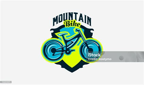 화려한 로고 엠 블 럼 산악 자전거 아이콘입니다 자전거 교통 내리막 프리 프리이 익스트림 스포츠 T셔츠 인쇄 벡터 일러스트 레이 션 산악 자전거 자전거에 대한 스톡 벡터