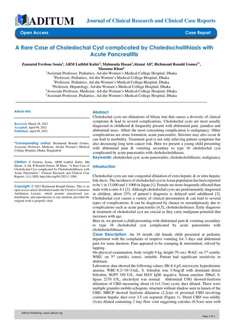 Pdf A Rare Case Of Choledochal Cyst Complicated By