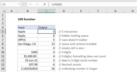 Excel LEN Function Exceljet