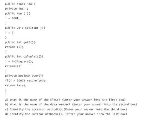 Solved Public Class Foo Private Int I Public Foo Chegg Com