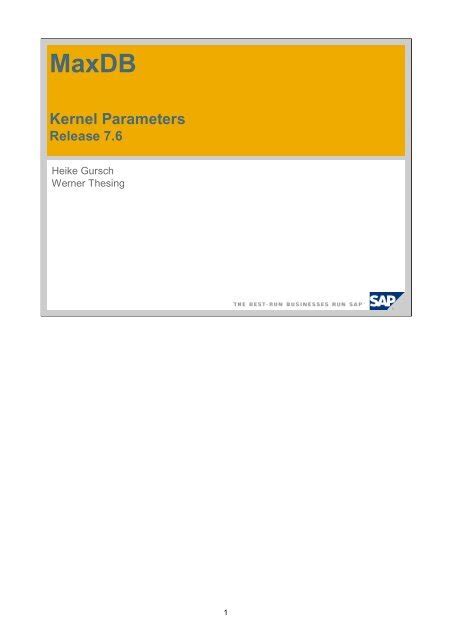 Kernel Parameters Sap Maxdb