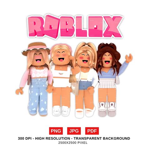Roblox Girls Png Images Pink Digital Download Instant Download Roblox