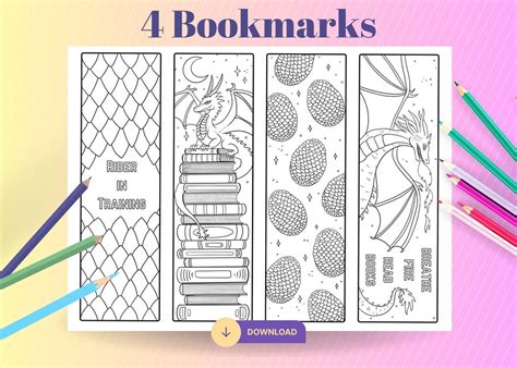 4 Dragon Bookmarks Coloring Page Dragon Scales Dragon Eggs