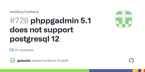 phppgadmin 5 1 does not support postgresql 12 · issue 728 · hestiacp