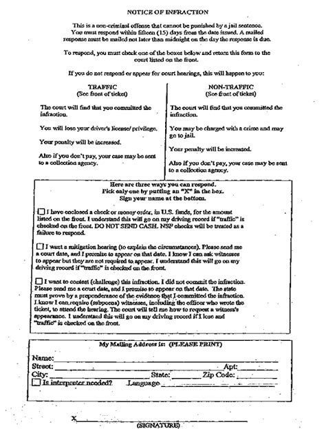 Fillable Online Request Hearinginfraction Blank Hearing Request Form