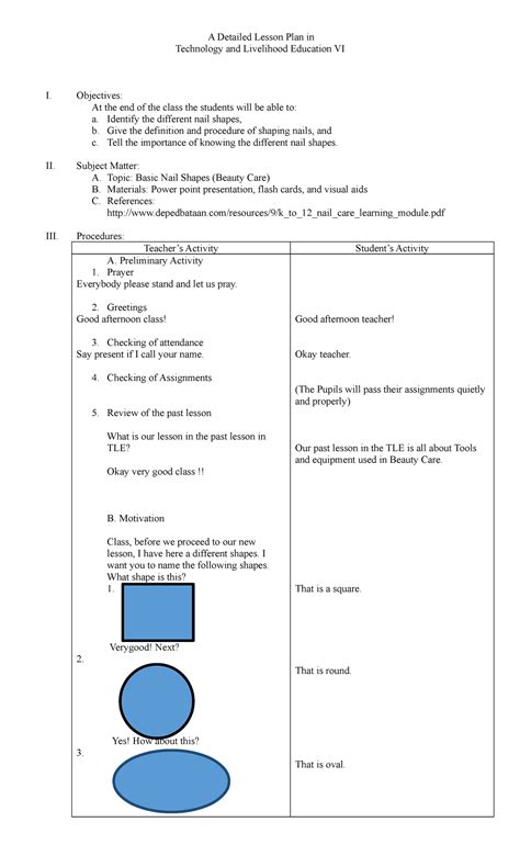 Detailed Lesson Plan In Tle Nail Care Pdf At Tayla Bruton Blog