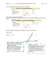 A Level Corresponding Angles Theorem Proof Docx Name A Level Corresponding Angles Theorem