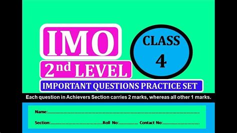 Imo 2019 20 Class 4 Level 2 Important Questions Math Olympiad
