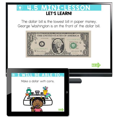 Lucky To Learn Math Make A Dollar Lesson 45 Teaching Slides