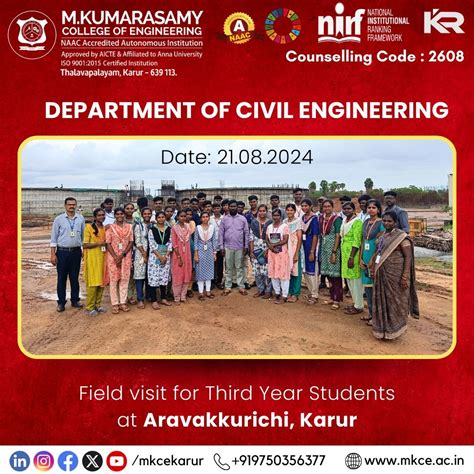 civilengineering fieldvisit mkce practicallearning engineeringinaction aravakkurichi