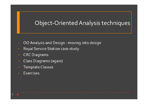 Ooa Crc And Class Diagrams Lecture Notes 6 Object Oriented