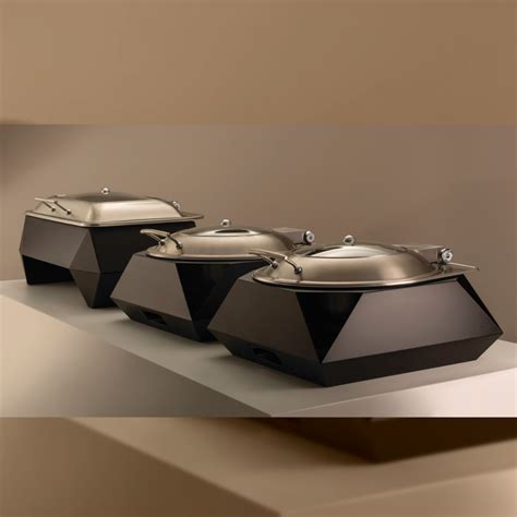 Rosseto Diamond Round Chafer With Soft Closing Lid 26cm X 34cm X 59cm Black Matte