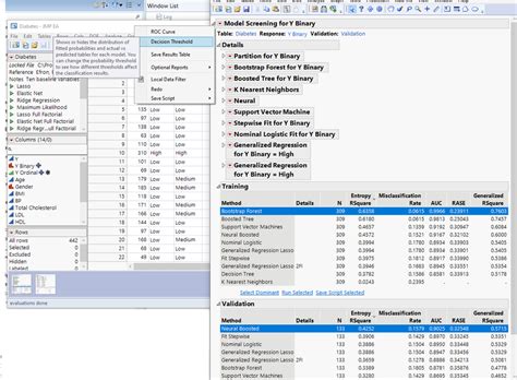 Model Screening Platform Remember Settings Option Under Decision Threshold Pr Jmp User