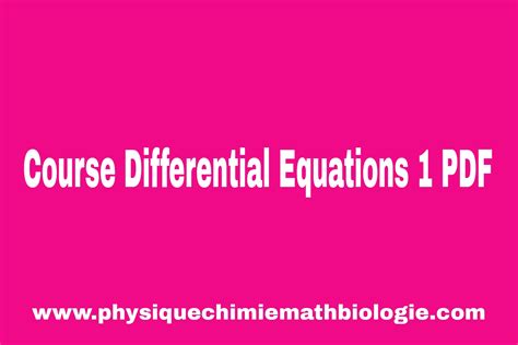 Course Differential Equations 1 Pdf