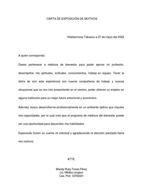 Carta De Motivos Pdf