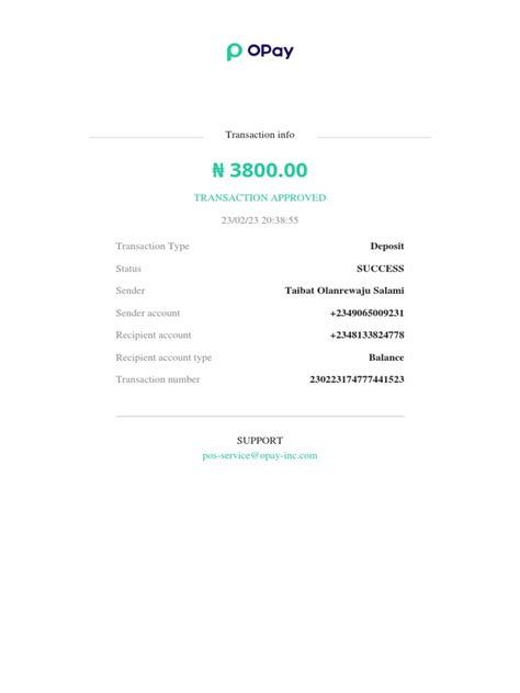 Opay Business Receipt Pdf