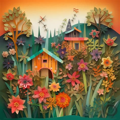 Images Created From Aipaper Cutting3d Paper Sculpture Stock