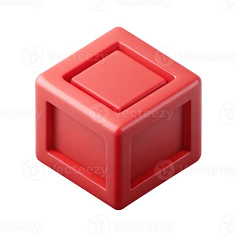 Standout Gothic Isometric Cube With Clean Lines And Flat Red Color With