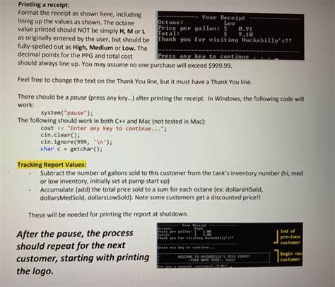 Solved Printing A Receipt Format The Receipt As Shown Here Chegg