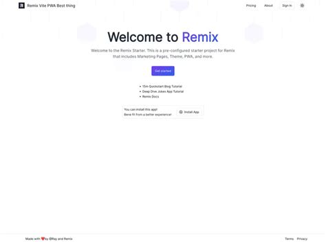 Remix Vite Pwa Starter by Xesrevinu - A React Template | Built At ...