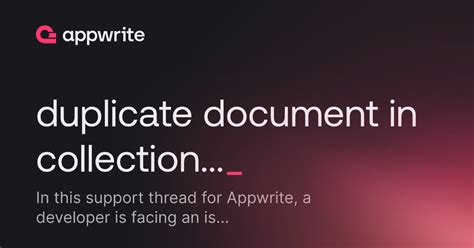 Duplicate Document In Collection Nextjs 14 Threads Appwrite