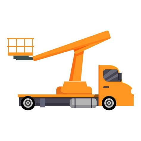 Premium Vector Orange Cherry Picker Truck Extending Crane Arm