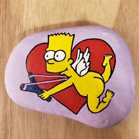 Bart Simpson Valentine Cupid Rock Painting Designs Rock Painting Art