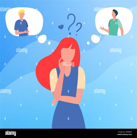 Girl Choosing Between Two Boys Flat Vector Illustration Stock Vector