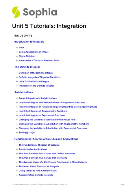 Unit 5 Tutorials Integration Unit 5 Tutorials Integration Inside