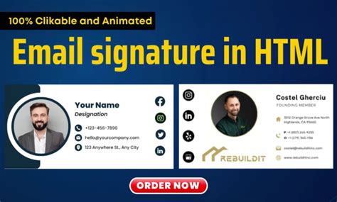 Create A Clickable Animated Email Signature In Html By Tanvircad Fiverr