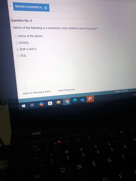 Question No 3 Which Of The Following Is A Commonly Used Database Query Language None Of The